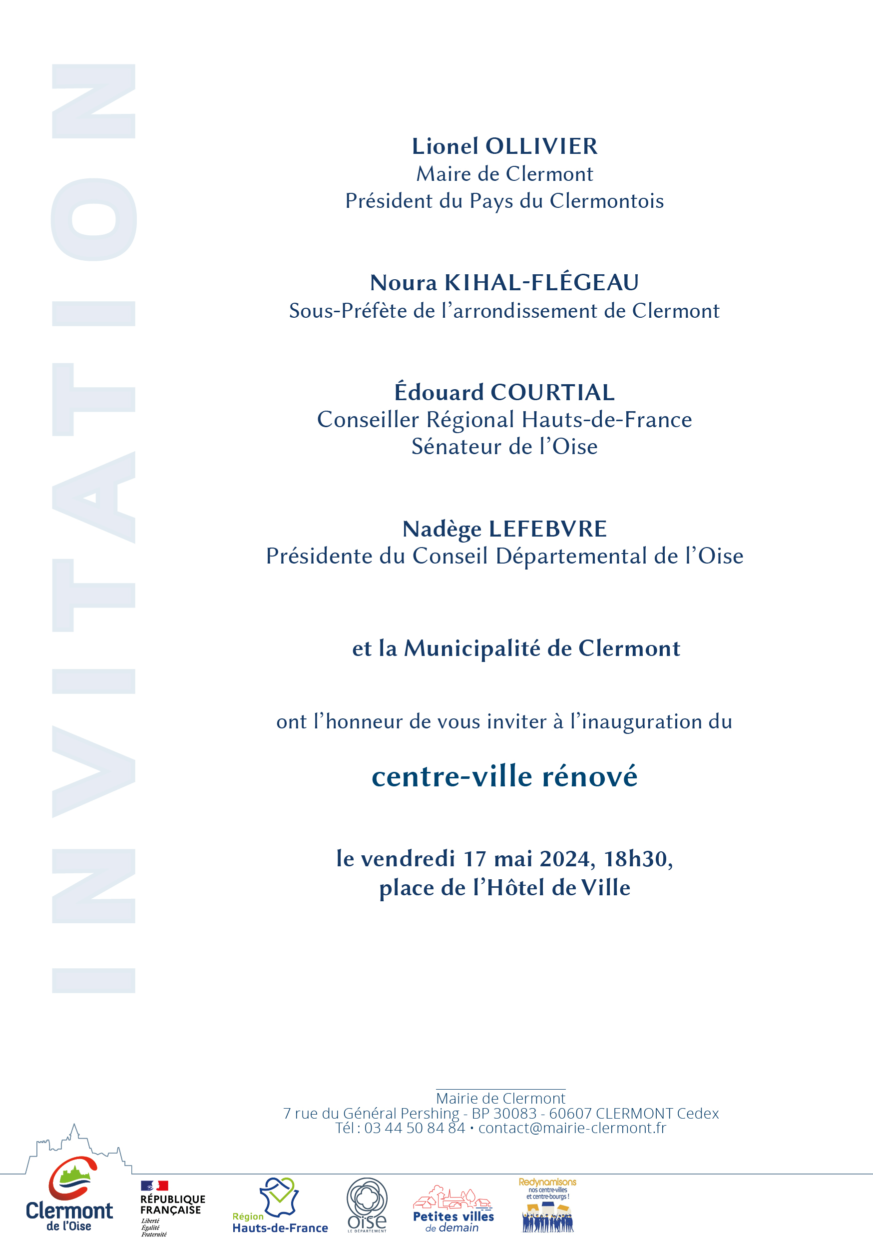 VILLE DE CLERMONT – INVITATION – INAUGURATION 2024 – VALIDEE 2 – VERSO ...